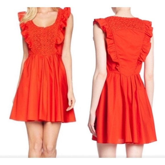 Free People | Dresses | Free People Half Moon Hot Lava Mini Dress Red ...